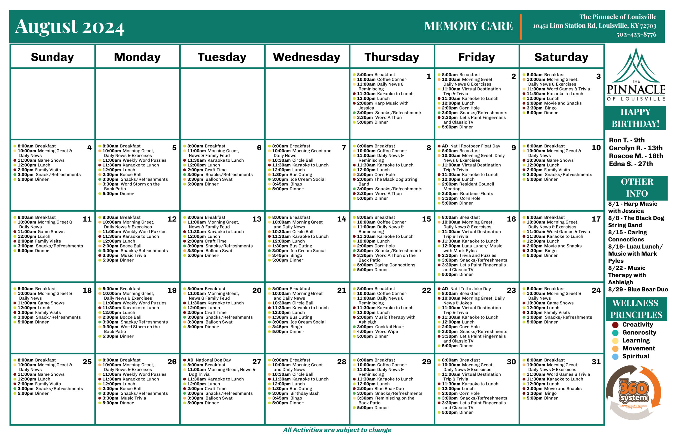 Memory Care Events – The Pinnacle of Louisville